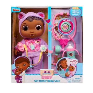 Doc McStuffins Disney Junior Get Better Baby Cece Doll with Lights and Sounds Stethescope and Doctor Accessories, Kids Toys for Ages 3 Up by Just Play