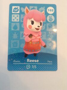 nintendo animal crossing happy home designer amiibo card reese 102/200 usa version