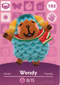 nintendo animal crossing happy home designer amiibo card wendy 152/200 usa version