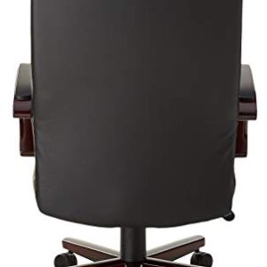 HON Topflight Executive Leather Chair - High-Back Office Chair for Computer Desk, Black/Mahogany (HVL844)