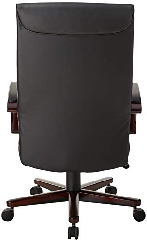 HON Topflight Executive Leather Chair - High-Back Office Chair for Computer Desk, Black/Mahogany (HVL844)