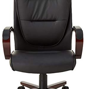 HON Topflight Executive Leather Chair - High-Back Office Chair for Computer Desk, Black/Mahogany (HVL844)