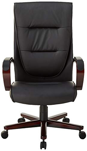 HON Topflight Executive Leather Chair - High-Back Office Chair for Computer Desk, Black/Mahogany (HVL844)