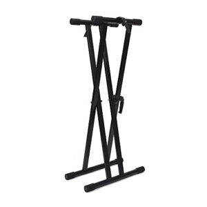 RockJam Xfinity Heavy-Duty, Double-X, Pre-Assembled, Infinitely Adjustable Piano Keyboard Stand with Locking Straps, Black