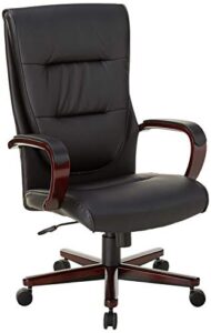 hon topflight executive leather chair - high-back office chair for computer desk, black/mahogany (hvl844)