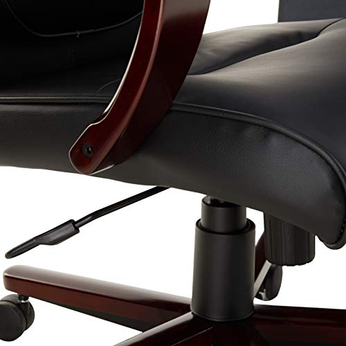 HON Topflight Executive Leather Chair - High-Back Office Chair for Computer Desk, Black/Mahogany (HVL844)