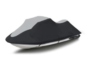 sbu jetski cover compatible for yamaha wave runner vx deluxe 2007-2014 jet ski pwc cover black/grey