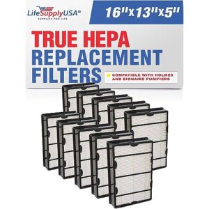 lifesupplyusa true hepa filter replacement compatible with holmes compare to filter part hrc1, part # hapf600, hapf600d, hapf600d-u2 air purifier (10-pack)