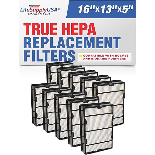 LifeSupplyUSA True HEPA Filter Replacement Compatible with Holmes Compare to Filter Part HRC1, Part # HAPF600, HAPF600D, HAPF600D-U2 Air Purifier (10-Pack)