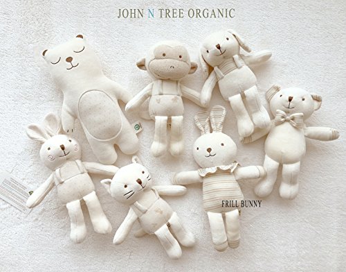 Organic Cotton Baby First Friend (Hello! Little Bunny) Attachment Doll for Baby, Pillow Buddy,Organic Toy 15.7 inches Tall