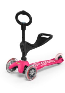 mini 3in1 deluxe 3-stage ride-on micro scooter toddler toys for ages 12 months to 5 years - pink