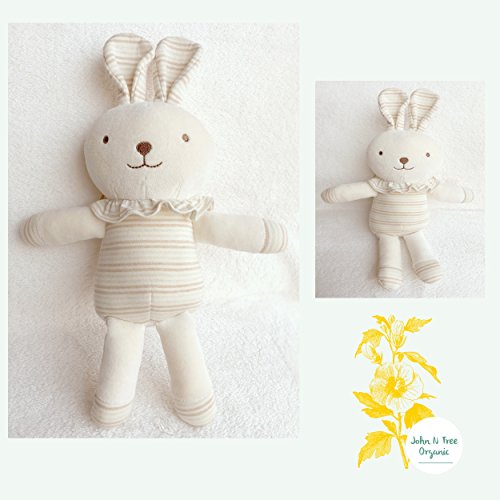 Organic Cotton Baby First Friend (Hello! Little Bunny) Attachment Doll for Baby, Pillow Buddy,Organic Toy 15.7 inches Tall