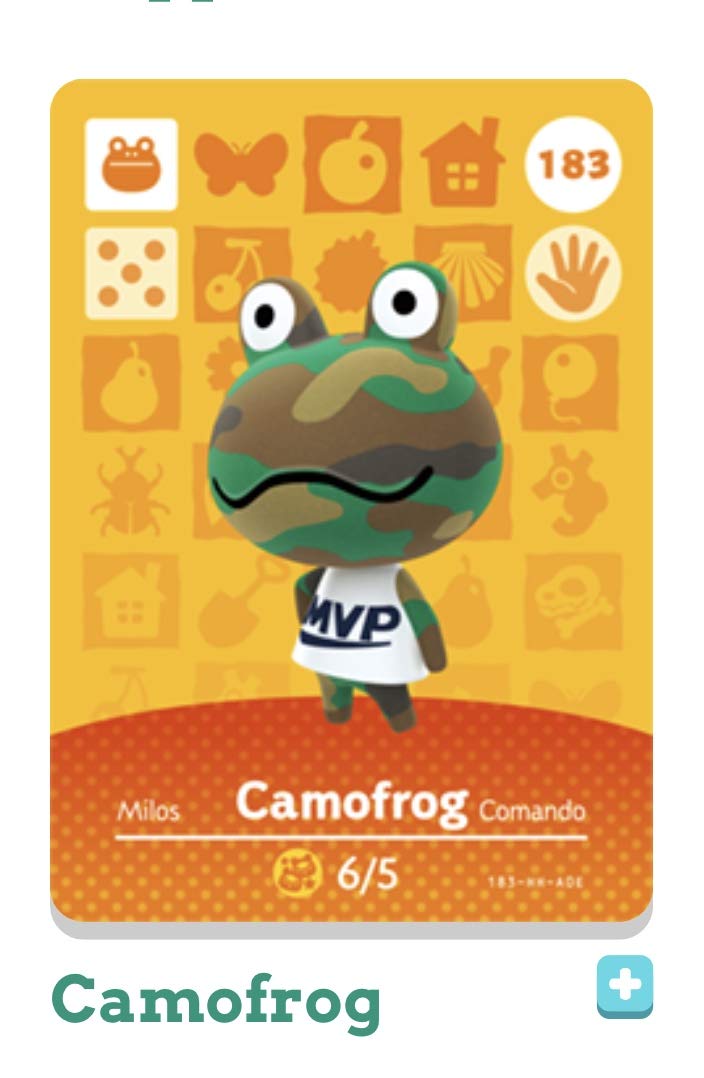 Nintendo Animal Crossing Happy Home Designer Amiibo Card Camofrog 183/200 USA Version