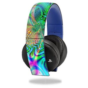 mightyskins skin compatible with sony ps4 gold wireless headset (original model only) headphones sticker skins psychedelic