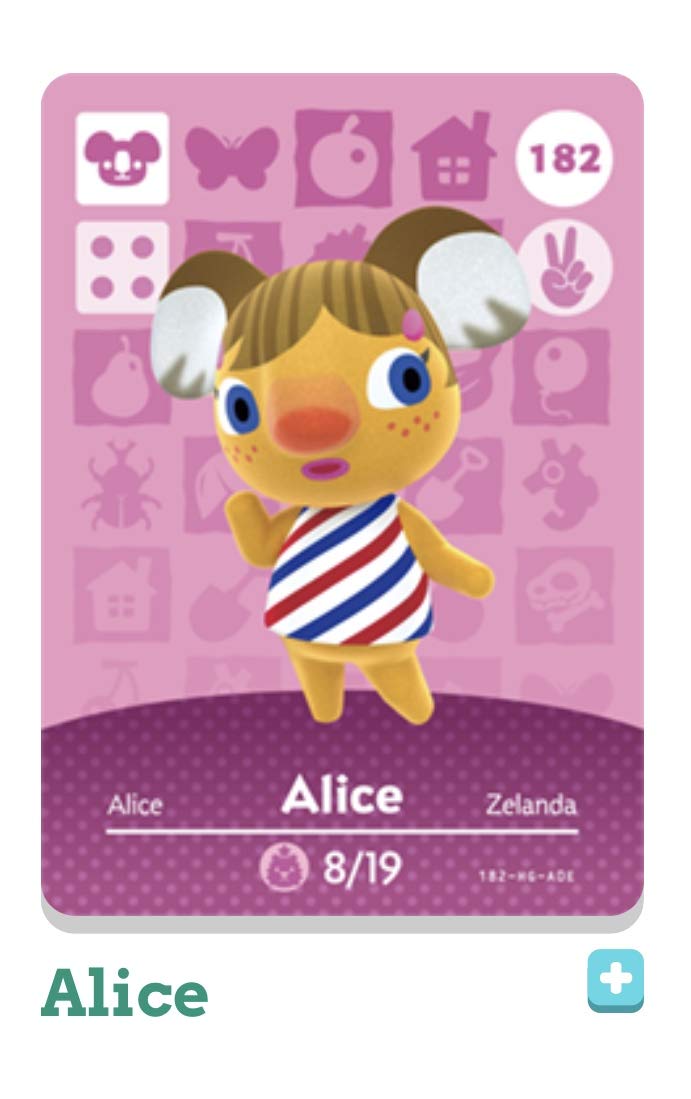 Nintendo Animal Crossing Happy Home Designer Amiibo Card Alice 182/200 USA Version