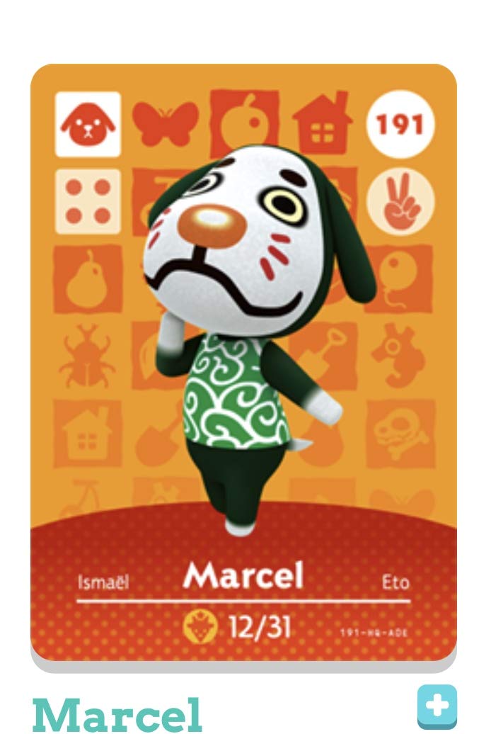 Nintendo Animal Crossing Happy Home Designer Amiibo Card Marcel 191/200 USA Version