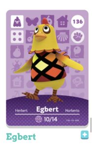 nintendo animal crossing happy home designer amiibo card egbert 136/200 usa version