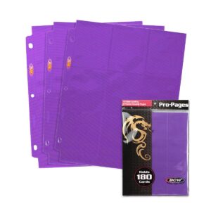 bcw double-sided 9-pocket pages holder | trading card binder sheets | secure side loading - accommodates 18 cards - 9 each side