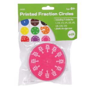 edxeducation Fraction Circles - Set of 51 - 9 Values and Colors - Teach Fraction Equivalents and Parts to Whole