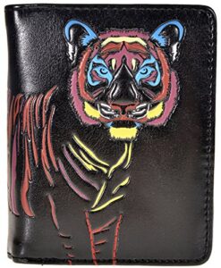 shag wear women's premium vegan clutch cardholder wallet zipper purse with pretty colorful tiger black