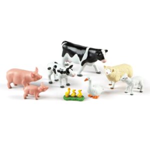 learning resources jumbo farm animals mommas and babies - 8 pieces, ages 18+ months toddler learning toys, farm animal figures for kids