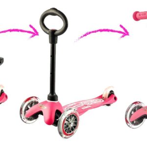 Mini 3in1 Deluxe 3-Stage Ride-on Micro Scooter Toddler Toys for Ages 12 Months to 5 Years - Pink