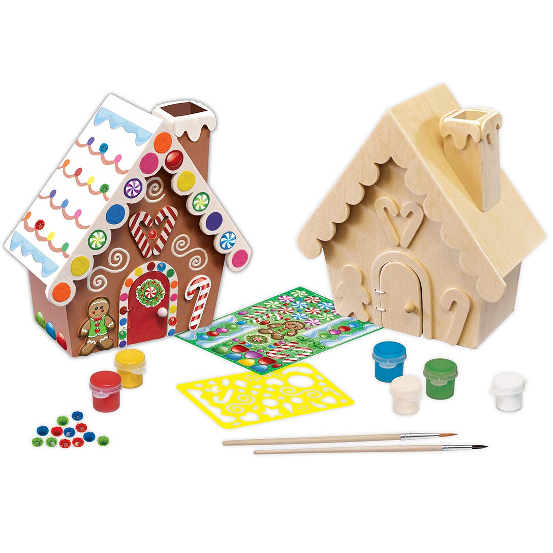 Works of Ahhh... Holiday Craft Set - Gingerbread House Wood Paint Kit - Comes