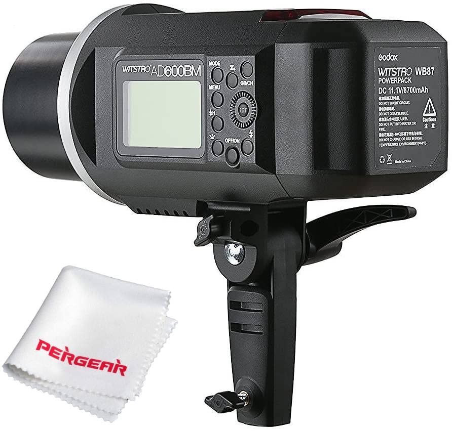 Godox AD600BM Bowens Mount 600Ws GN87 HSS Outdoor Flash Strobe Light with 2.4G Wireless X System, 8700mAh Battery to Provide 500 Full Power Flashes Recycle in 0.01-2.5 Second, W/Cleaning Kit