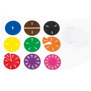 edxeducation fraction circles - set of 51 - 9 values and colors - teach fraction equivalents and parts to whole