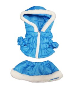 light blue parka and skirt outfit fits most 14" - 18" build-a-bear and make your own stuffed animals