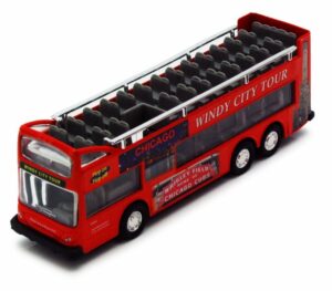 showcasts chicago sightseeing double decker bus open top, red 2168cg - 6 inch scale diecast model replica, but no box