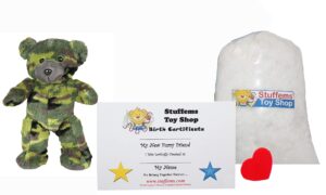 make your own stuffed animal mini 8 inch gi the camo bear kit - no sewing required!