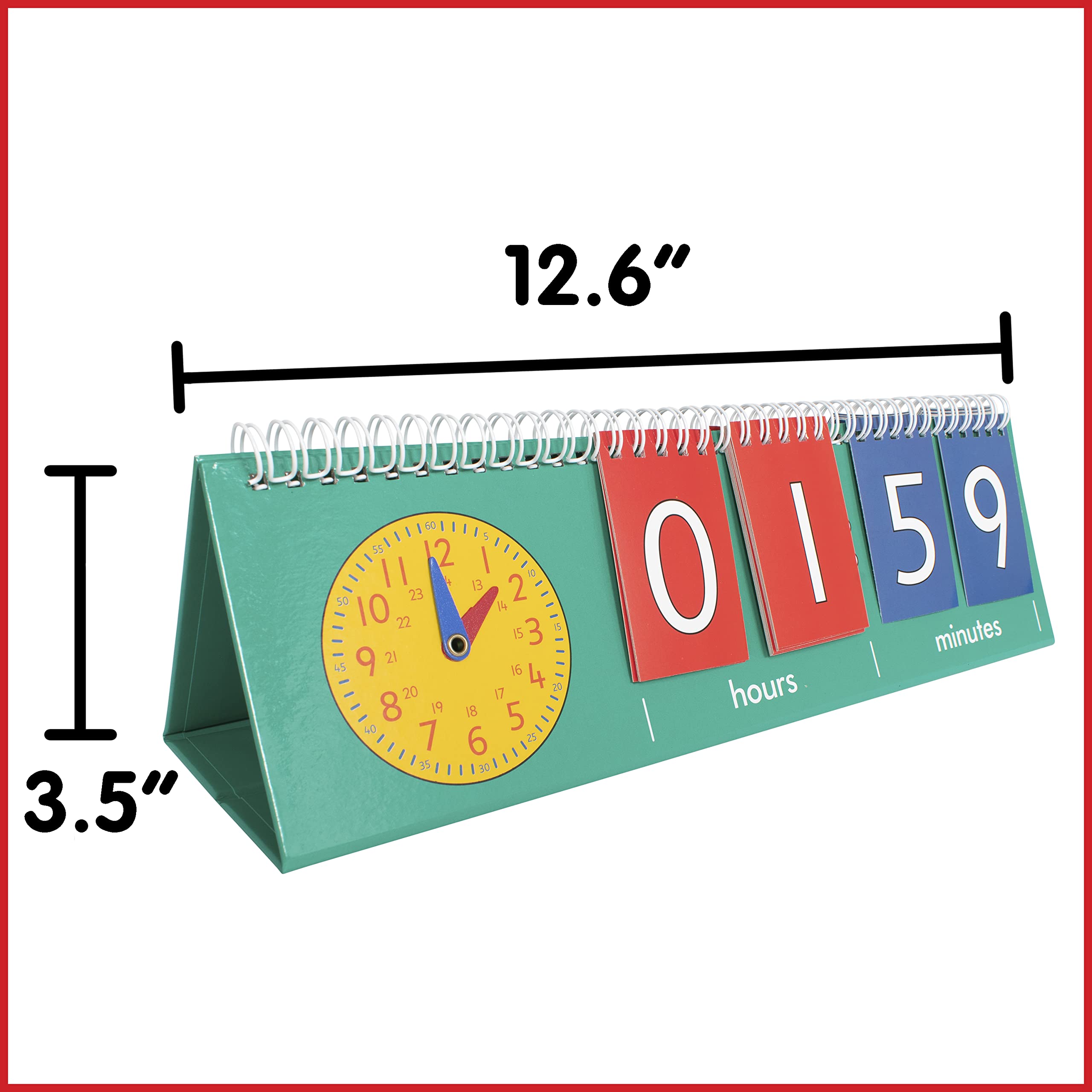 edxeducation Time Flip Chart - Teaching Clock for Kids - Learn to Tell Time with Analog and Digital Clocks