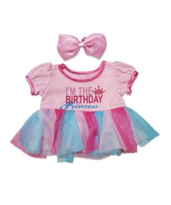 birthday princess w/ bow outfit fits most 14" - 18" build-a-bear and make your own stuffed animals