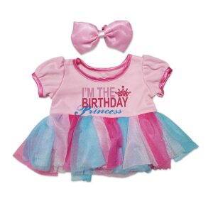 Birthday Princess w/ Bow Outfit Fits Most 14" - 18" Build-a-bear and Make Your Own Stuffed Animals