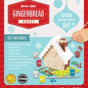 Works of Ahhh... Holiday Craft Set - Gingerbread House Wood Paint Kit - Comes