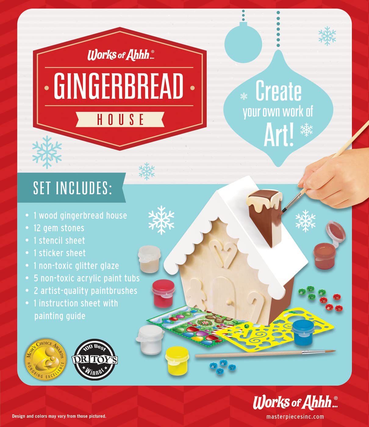 Works of Ahhh... Holiday Craft Set - Gingerbread House Wood Paint Kit - Comes