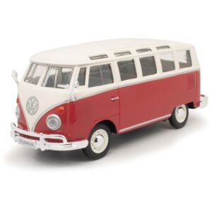 maisto volkswagen van "samba" bus, red & beige 31956 - 1/25 (1/24) scale diecast model toy car