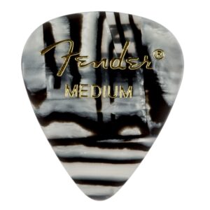 fender graphic guitar picks 351 shape, zebra, medium, 12-pack