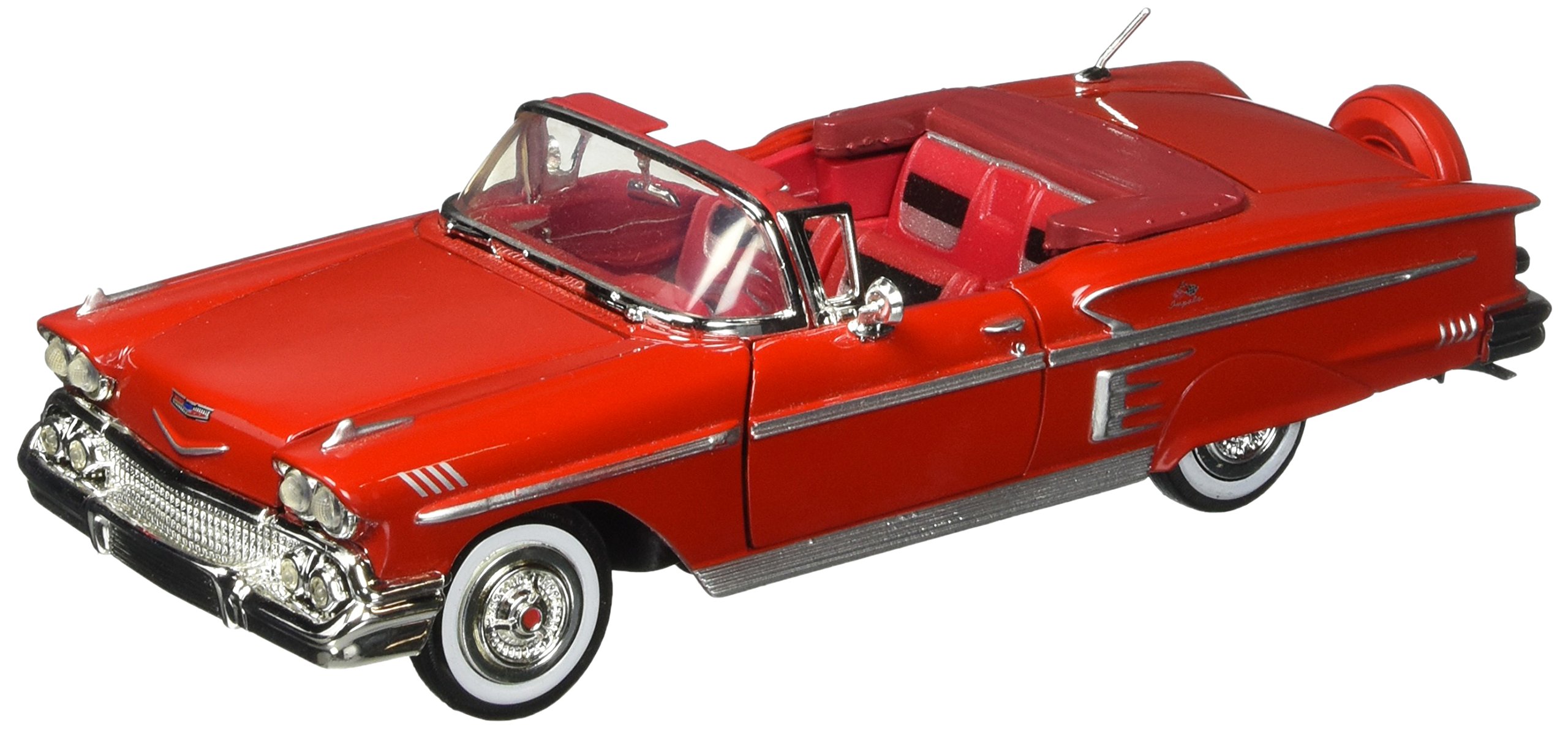 Motor Max 1:24 W/B American Classics 1958 Chevrolet Impala Convertible Diecast Vehicle for unisex-children, Red