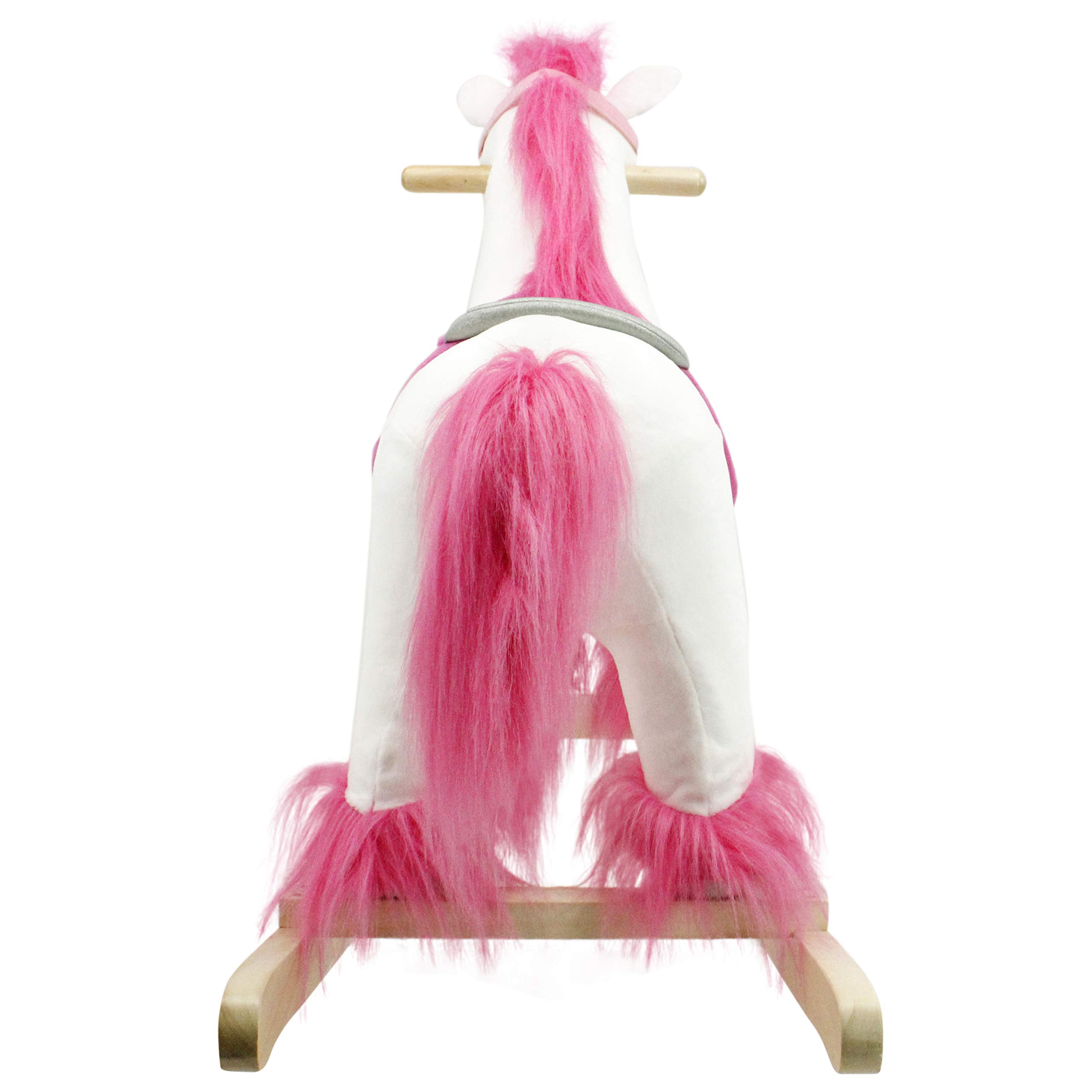 Animal Adventure | Real Wood Ride-On Plush Rocker | White and Pink Unicorn | Perfect for Ages 3+