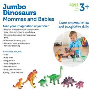 Learning Resources Jumbo Dinosaurs I Mommas and Babies I T-Rex, Stegosaurus, and Brachiosaurus, 6 Animals, multi-color