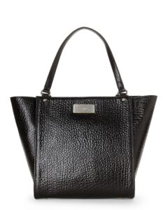 dkny french grain leather medium shopper, black