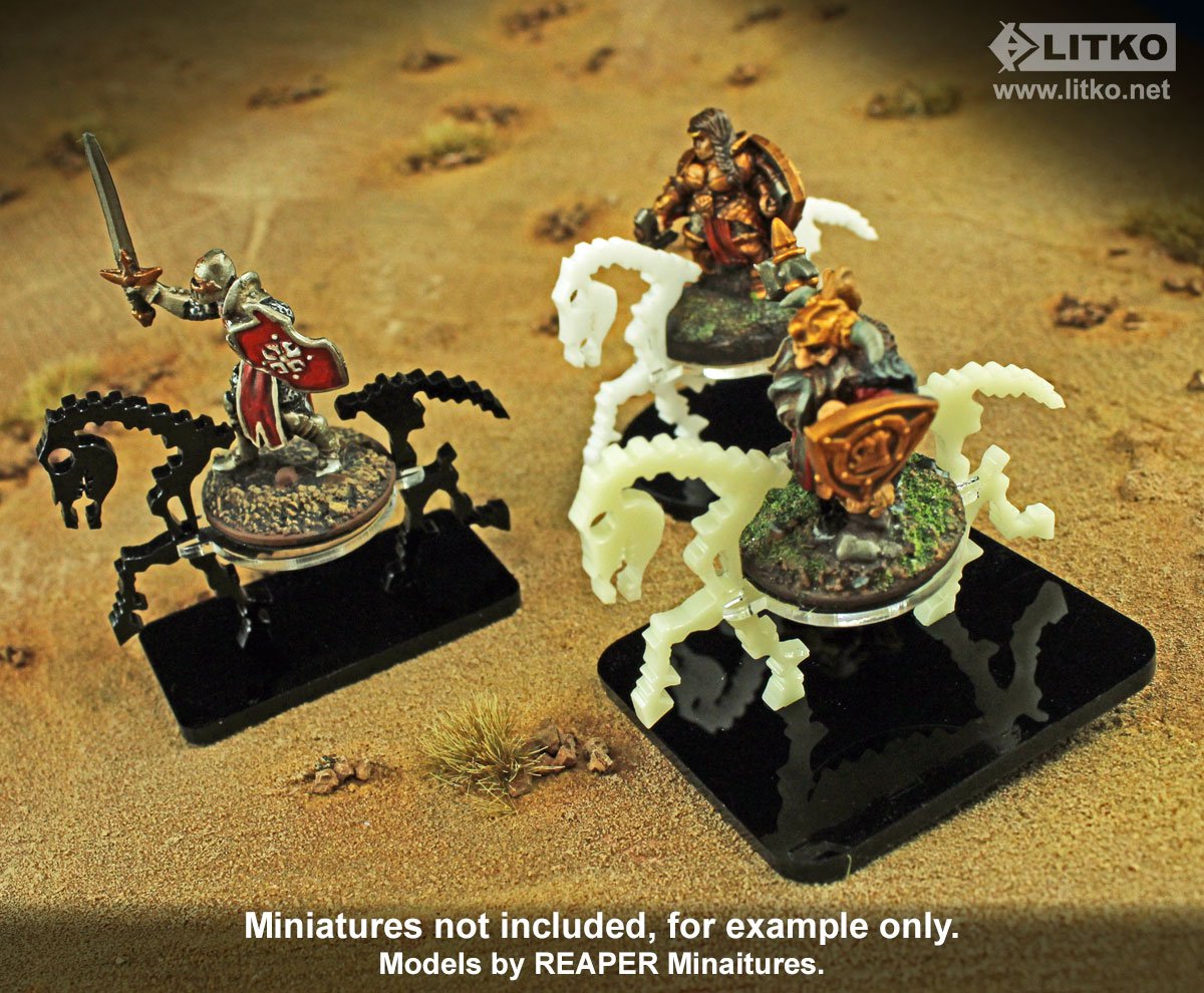 LITKO Skeletal Steed Character Mount | Warhorse Skeleton | Role Playing Games | Compatible with Dungeons & Dragons and Pathfinder Games (Ivory, 40mm Circular Base)