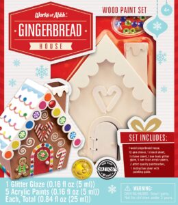 works of ahhh... holiday craft set - gingerbread house wood paint kit - comes