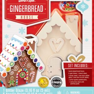 Works of Ahhh... Holiday Craft Set - Gingerbread House Wood Paint Kit - Comes