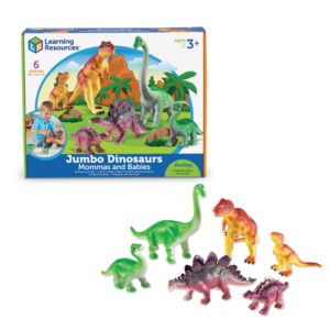 learning resources jumbo dinosaurs i mommas and babies i t-rex, stegosaurus, and brachiosaurus, 6 animals, multi-color