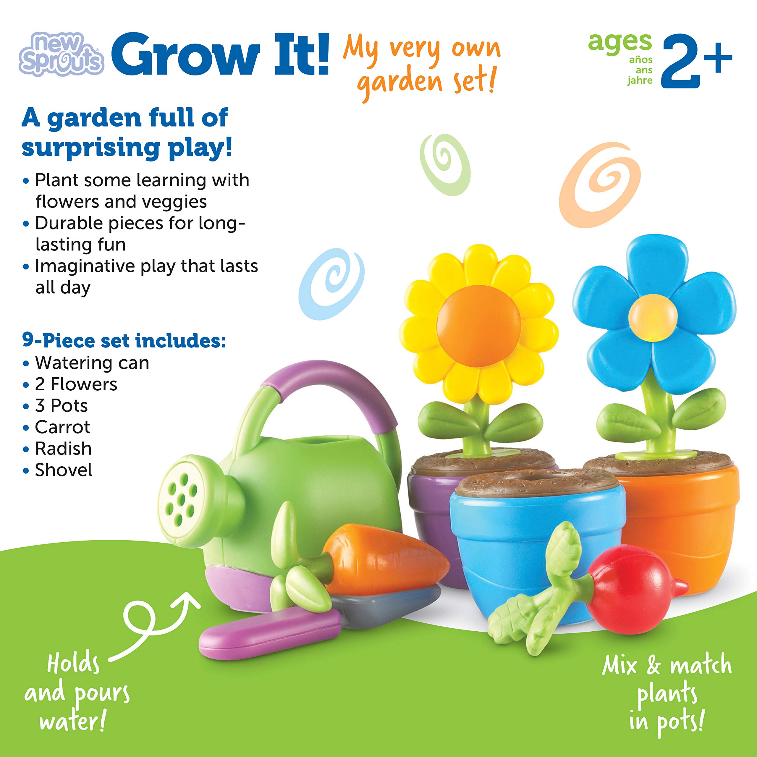 Learning Resources New Sprouts Grow It! Toddler Gardening Set - 9 Pieces, Ages 2+ Toddler Learning Toys, Garden Toys for Kids, Spring and Easter Toys for Boys and Girls