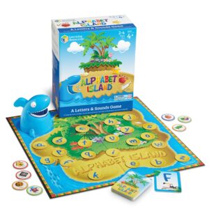 learning resources alphabet island, letter & sounds game, language development toy, alphabet learning toys, abc board games for kids, ages 4+