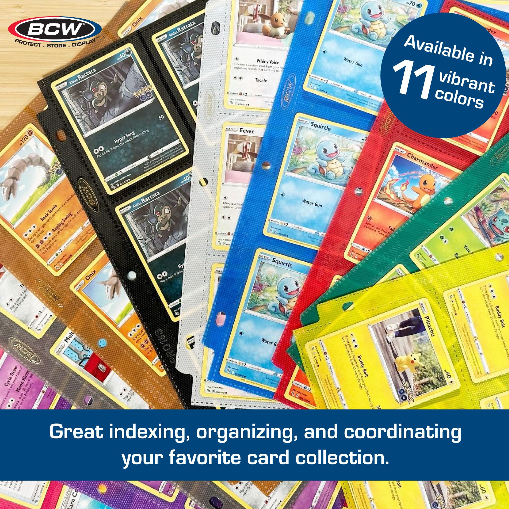 BCW Double-Sided 9-Pocket Pages Holder | Trading Card Binder Sheets | Secure Side Loading - Accommodates 18 Cards - 9 Each Side